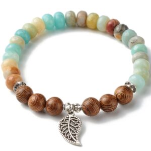 mother's ray amazonite healing bracelet – chakra bracelets for women – healing crystal bracelets with velvet bag - spiritual gifts for women