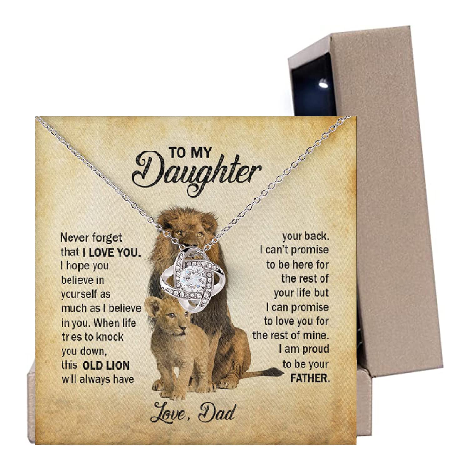 To My Daughter Necklace, Daughter Gifts From Dad, Father Daughter Necklace Love Knot, Daughter Necklace From Dad, Birthday Gifts For Daughter From Dad, Christmas Gift For Daughter