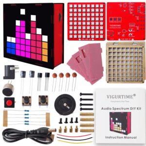 vigurtime diy music spectrum soldering project kit, music active pickups with cool animation and pixel arts for fun，8x8 rgb display, great steam project kit and gift for friends and family