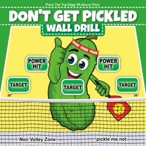 pickleball racquet sport wall drill target decal - peel and stick poster - a dink pad for pickleball training - perfect aids and equipment - be a slam master today