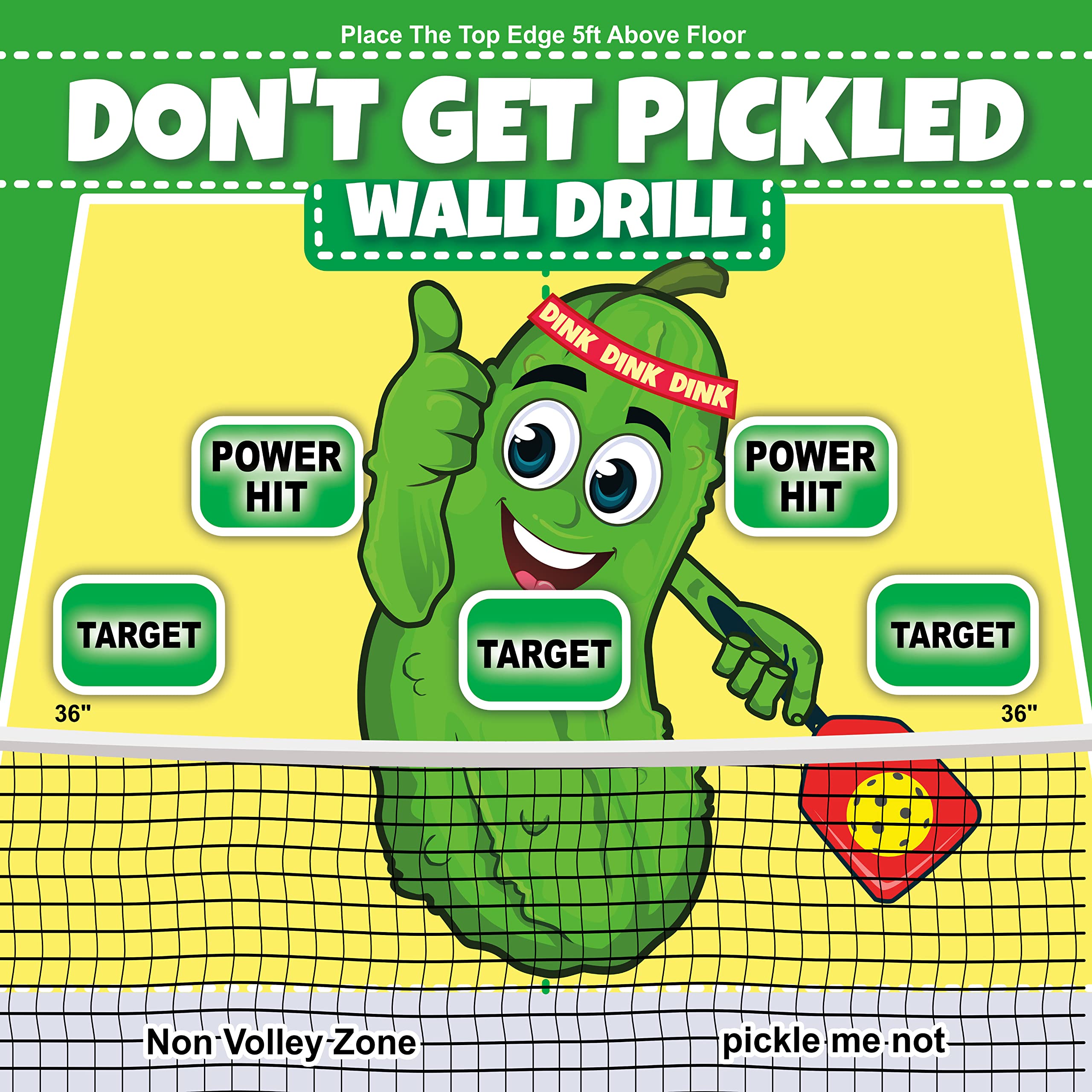 Pickleball Racquet Sport Wall Drill Target Decal - Peel and Stick Poster - A Dink Pad for Pickleball Training - Perfect Aids and Equipment - Be A Slam Master Today