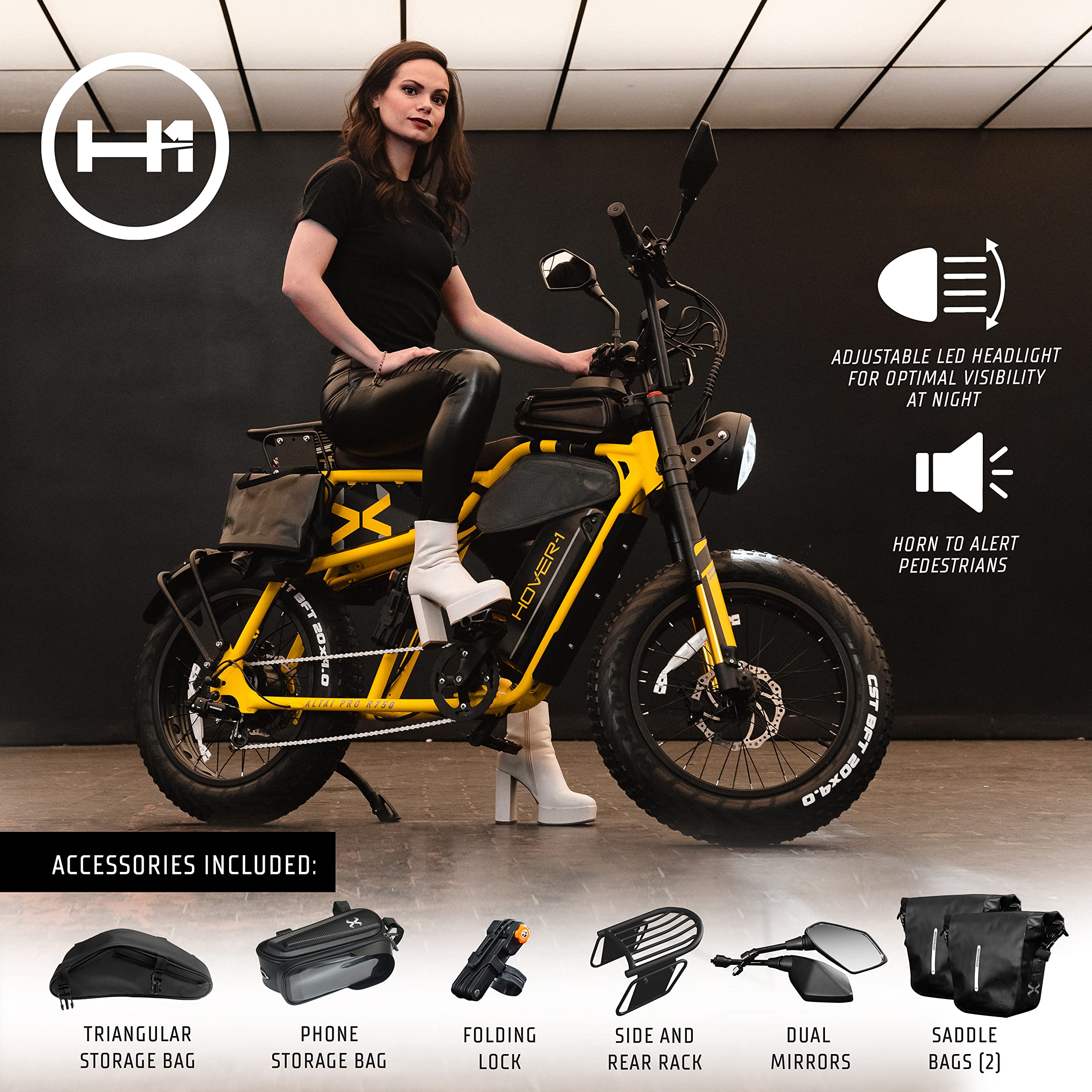 Hover-1 Altai Pro R750 Electric Bicycle with 28 mph Max Speed, 750W Motor, Average Range of 55 Miles, and Accessories Electric Bike for Adults & Teens