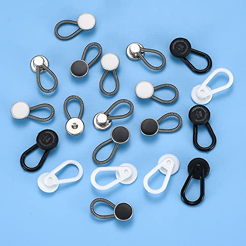 TOOINKCV 20 Pcs Shirt Collar Button Extenders, Elastic Collar Extenders for Mens Shirts, 5 Styles Dress Shirt Tie Neck Collar Button Expanders for Expanding Length Men Women Dress Shirts