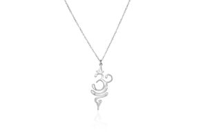 dkmn gÜmÜŞ 925 sterling silver breathe necklace, yoga jewelry, sanskrit jewelry, om breathe symbol, christmas gift, gift for women, yoga lovers gift (sterling silver)