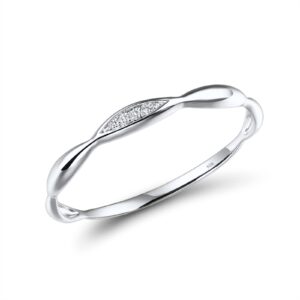 santuzza 10k white solid gold genuine diamond dainty twisted stacking ring for women (9)