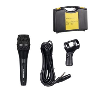 rannsgeer dynamic vocal handheld karaoke microphone with cable and carrying case (rm82b)