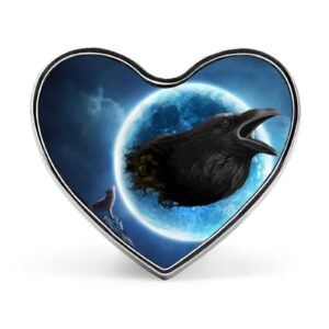 wolf and crow elegant lapel pin brooch tie pin heart badge jewelry clothes accessories