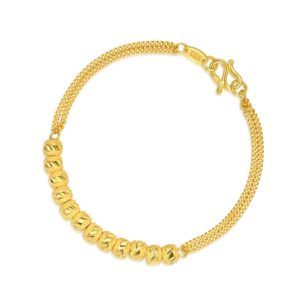 chow sang sang 999.9 24k solid gold price-by-weight 6.36g gold beaded chain, beads bracelet for women 43363b | 6.6", (17 cm)