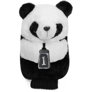 lefeng animal golf headcovers, funny golf head covers collection for driver and fairway wood, cute and soft golf club protector(panda driver)