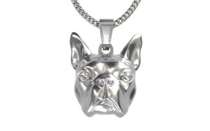 sc swick creations boston terrier dog head 925 sterling silver pendant