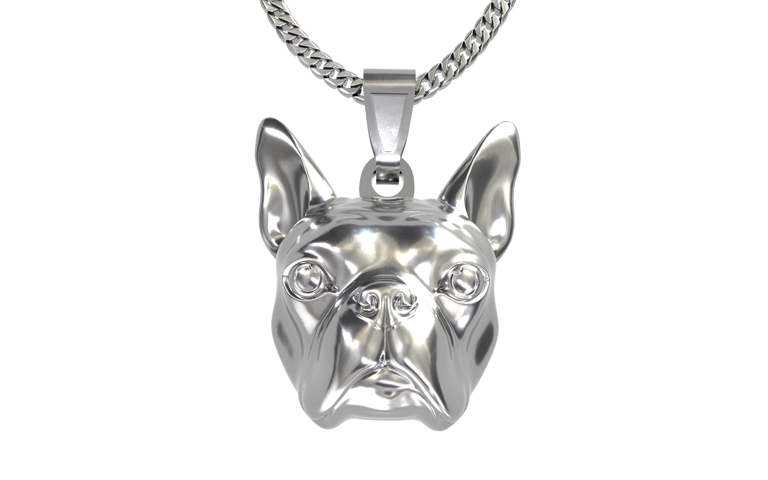 SC SWICK CREATIONS Boston Terrier Dog Head 925 Sterling Silver Pendant