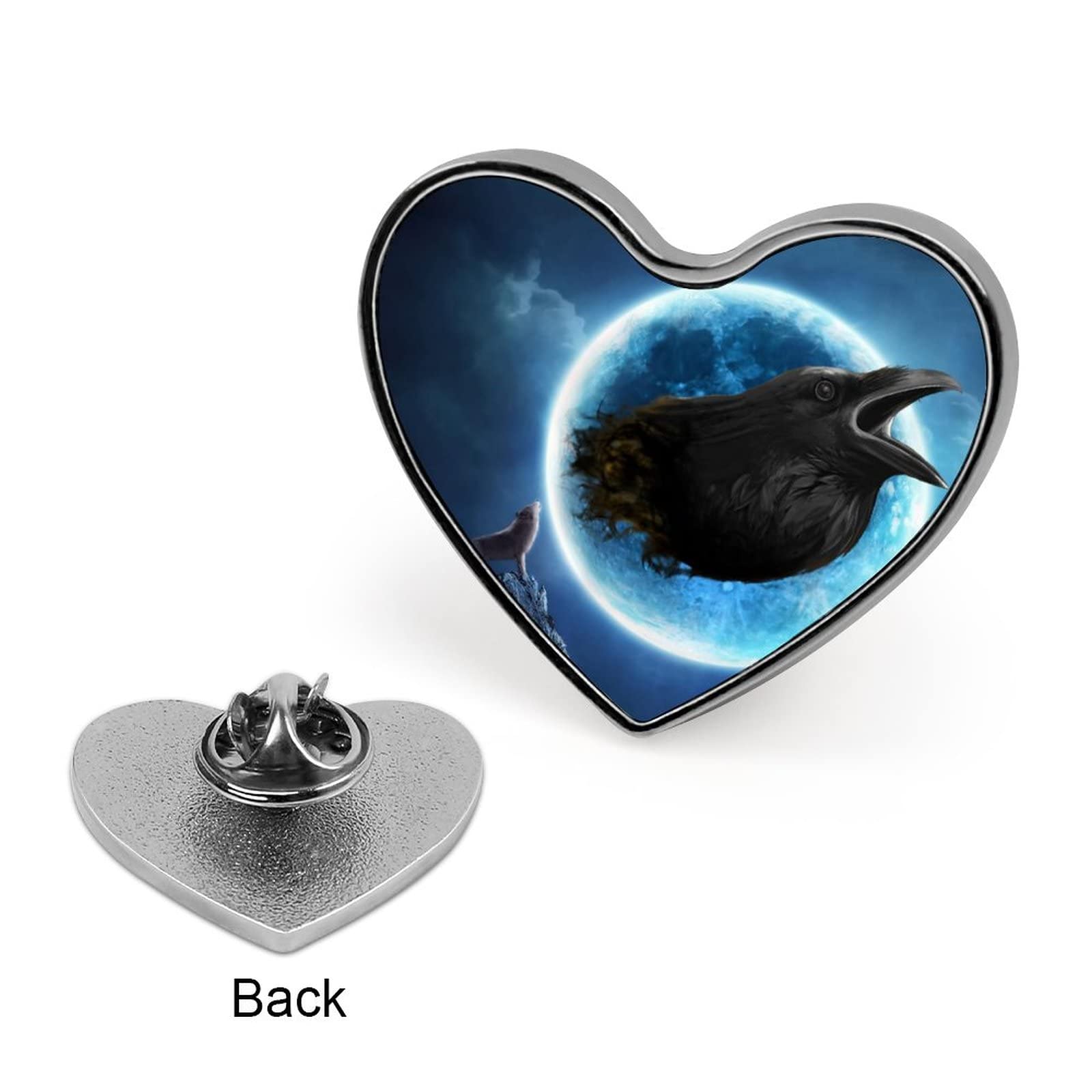 Wolf and Crow Elegant Lapel Pin Brooch Tie Pin Heart Badge Jewelry Clothes Accessories