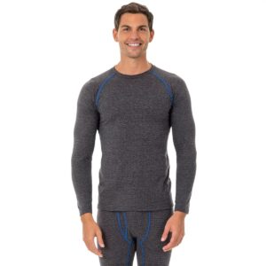 fruit of the loom men's breathable thermal baselayer crew top, greystone heather, s