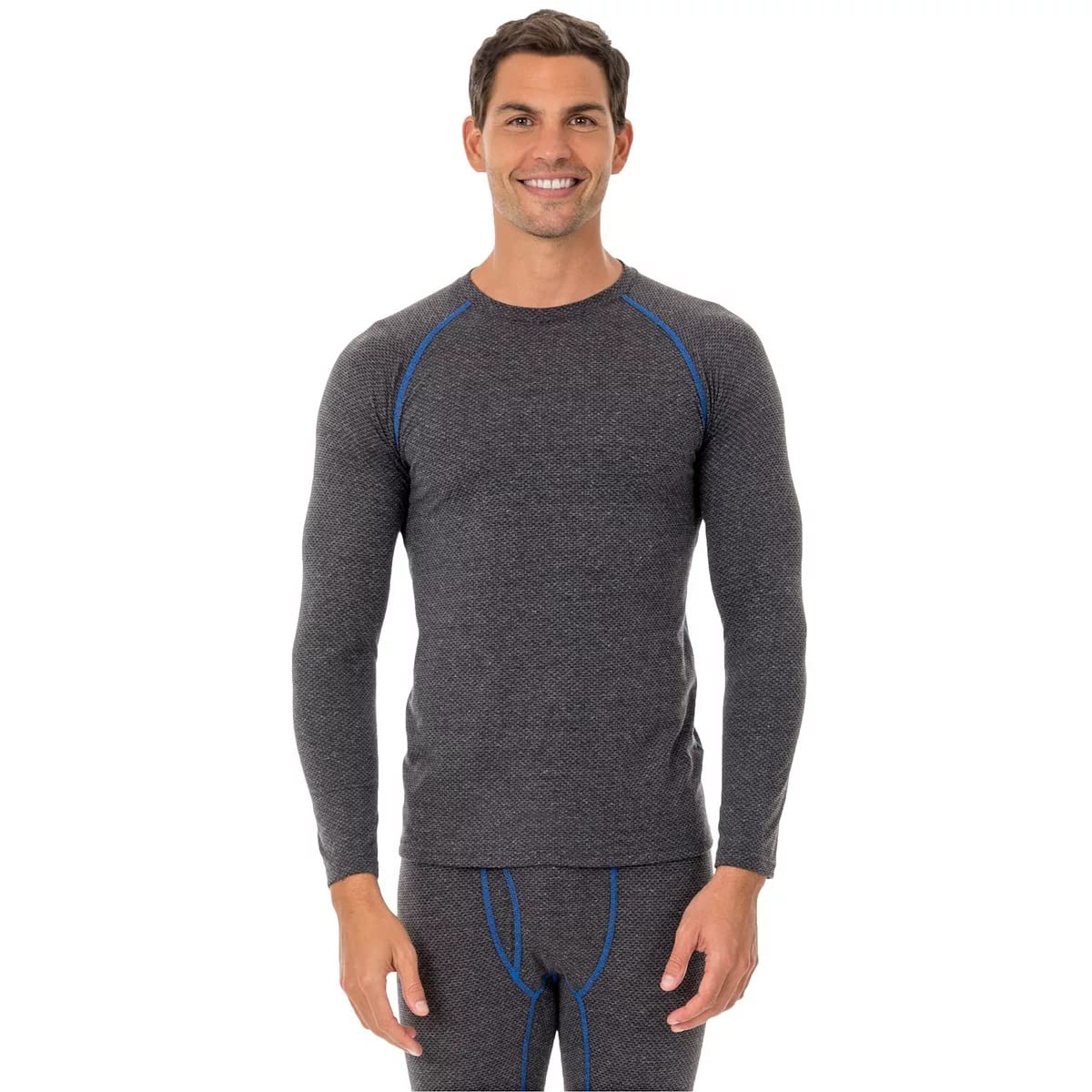 Fruit of the Loom Men's Breathable Thermal Baselayer Crew Top, Greystone Heather, S