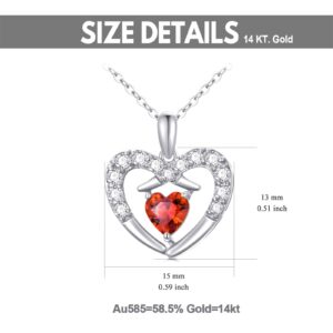 SISGEM 14k White Gold Cubic Zirconia Heart Pendant Necklace for Women, Love Jewelry for Her, 16-18 Inch