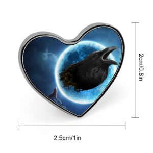 Wolf and Crow Elegant Lapel Pin Brooch Tie Pin Heart Badge Jewelry Clothes Accessories