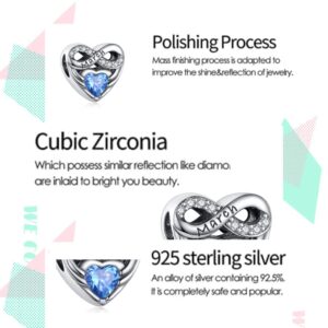 BEEUVIP March Birthstone Charm 925 Sterling Silver Openwork Bead for Charm Bracelets and Necklaces, Birthday Mothers Day Jewelry Gifts Women