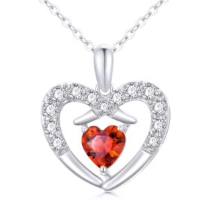 sisgem 14k white gold cubic zirconia heart pendant necklace for women, love jewelry for her, 16-18 inch