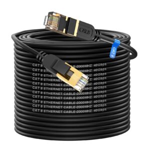 cat 8 ethernet cable, 150ft high speed heavy duty 26awg cat8 lan network cable 40gbps, 2000mhz with gold plated rj45 connector, outdoor&indoor internet cable compatible for router gaming modem xbox