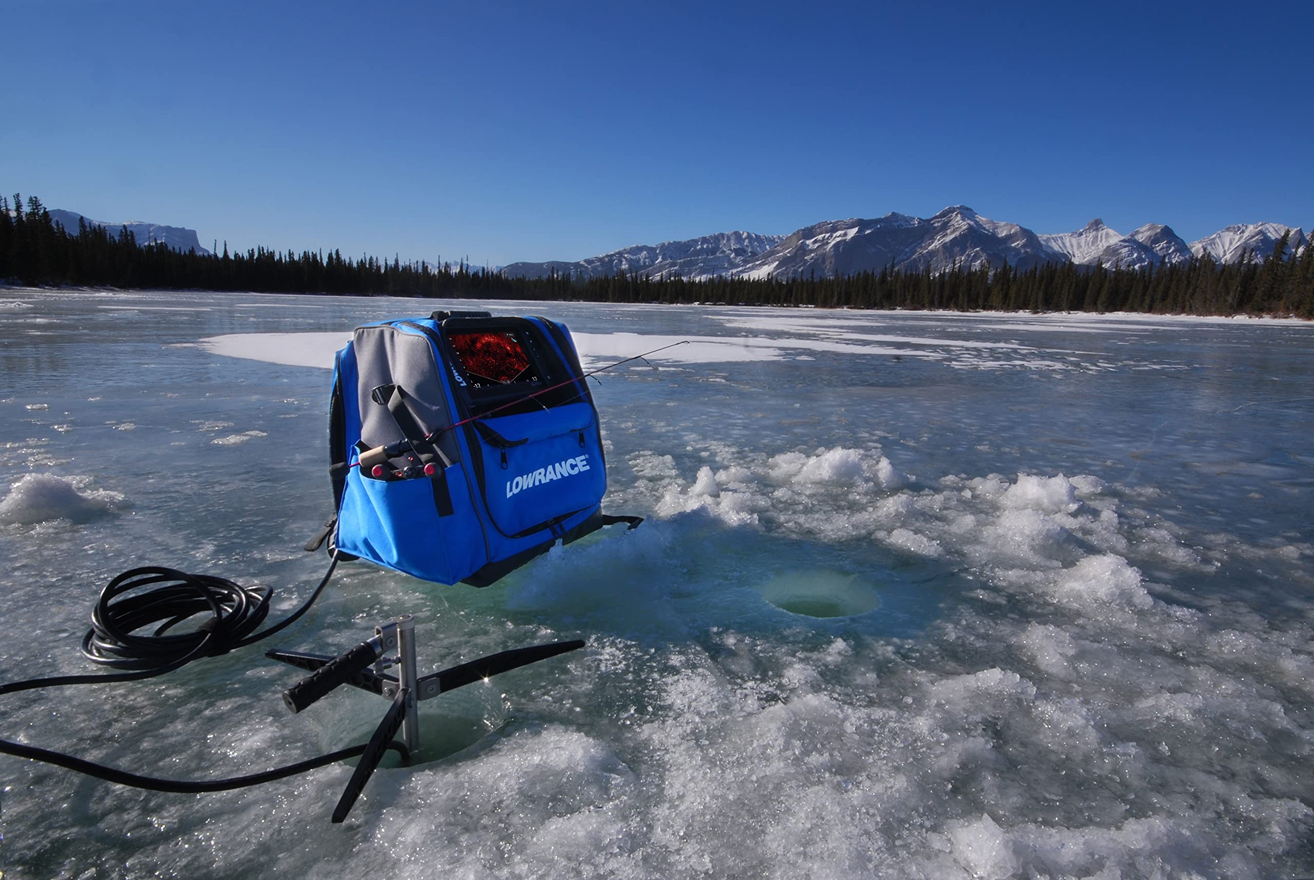 Lowrance ActiveTarget Explorer Portable Ice Kit with ActiveTarget Transducer, Bag, 24Ah Battery, Transducer Pole (No Display Included)