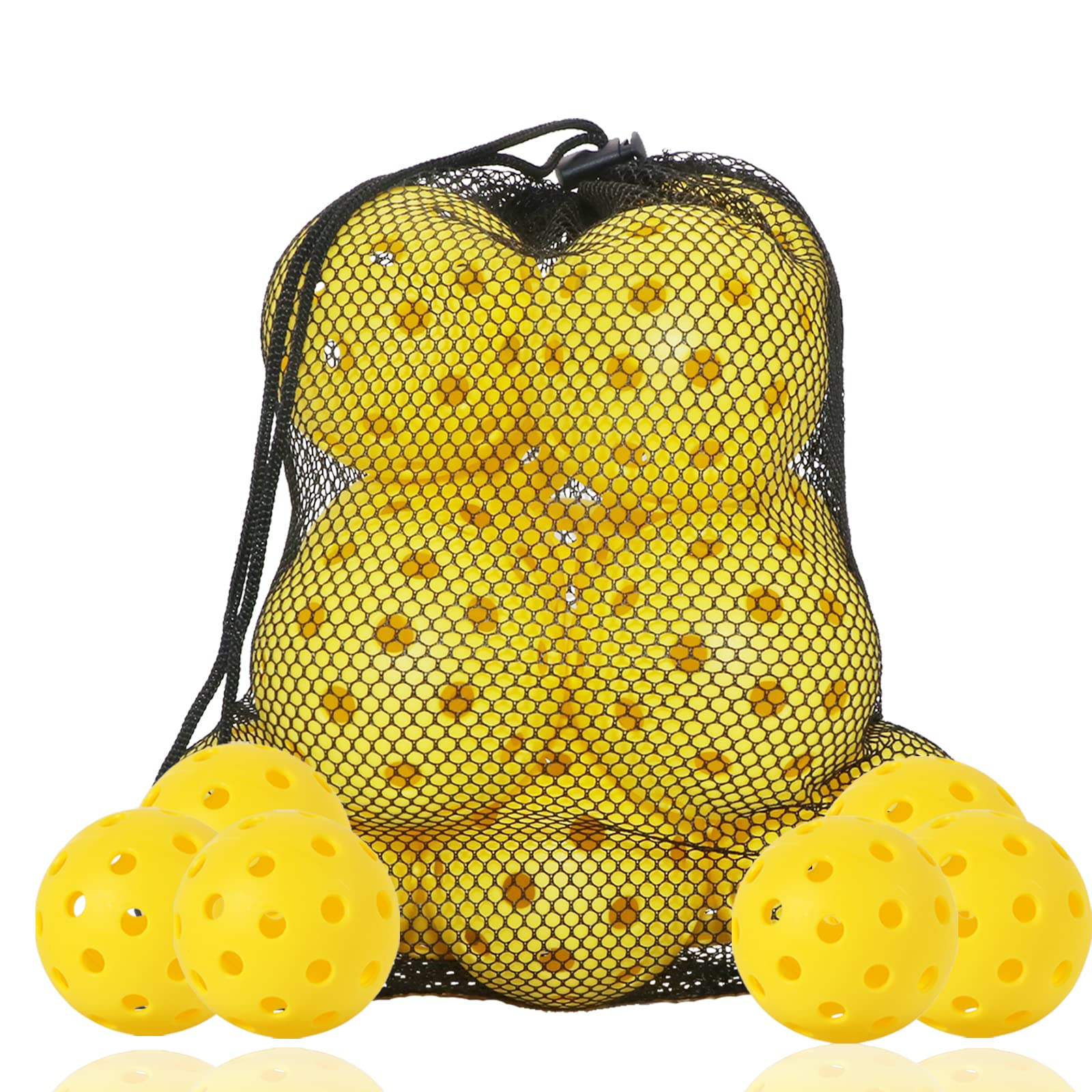 Urspasol Pickleballs Outdoor Play 12 Pcs USAPA Approved Enduring USA Tournament Pickle Balls Balls 40 Holes with Highly Bounce High Visibility with Mesh Bag