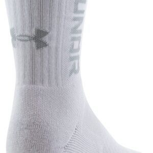 Under Armour Standard 3-Maker Mid-Crew Socks, 3-Pairs, White, Large