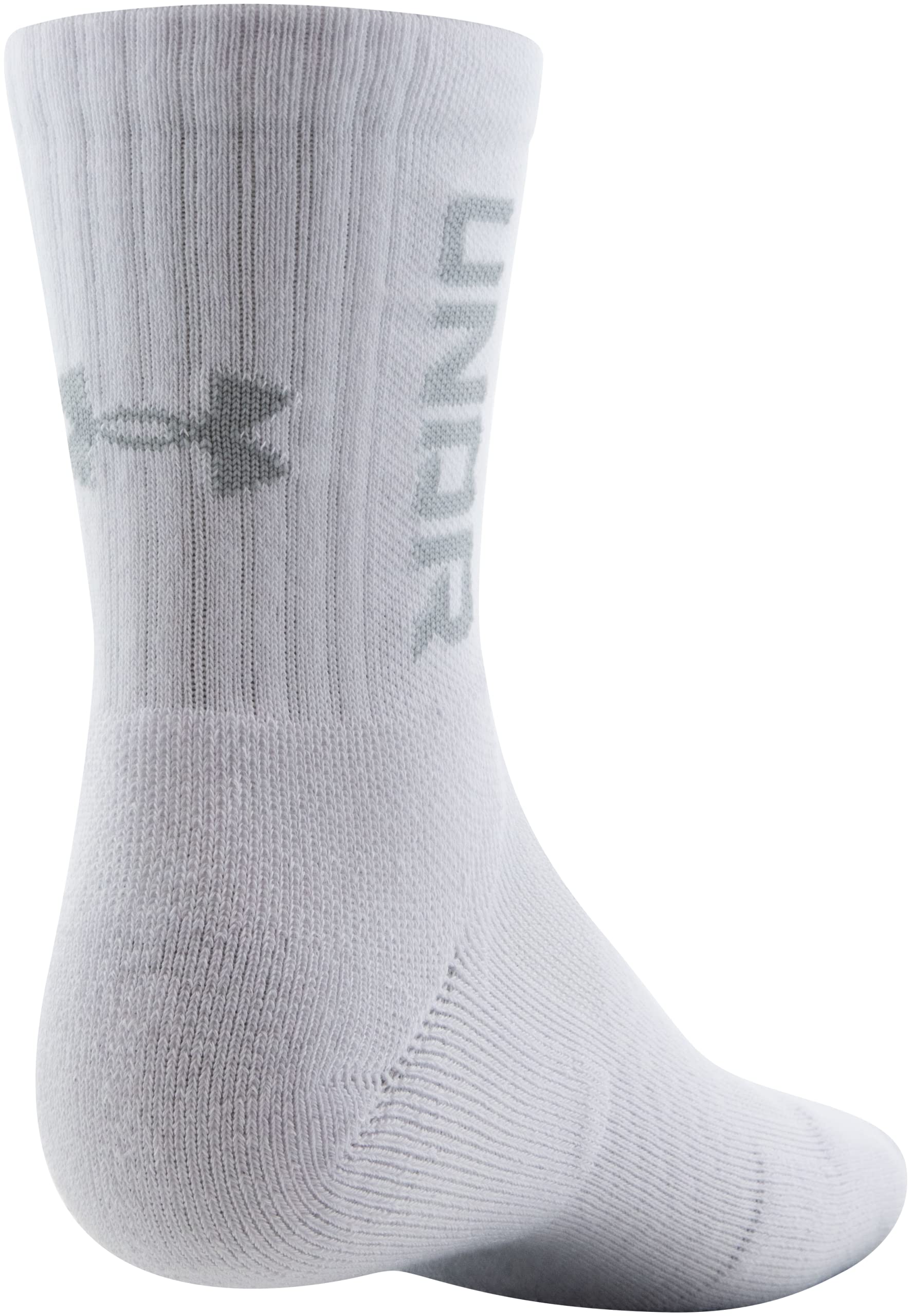 Under Armour Standard 3-Maker Mid-Crew Socks, 3-Pairs, White, Large