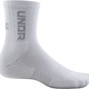 Under Armour Standard 3-Maker Mid-Crew Socks, 3-Pairs, White, Large