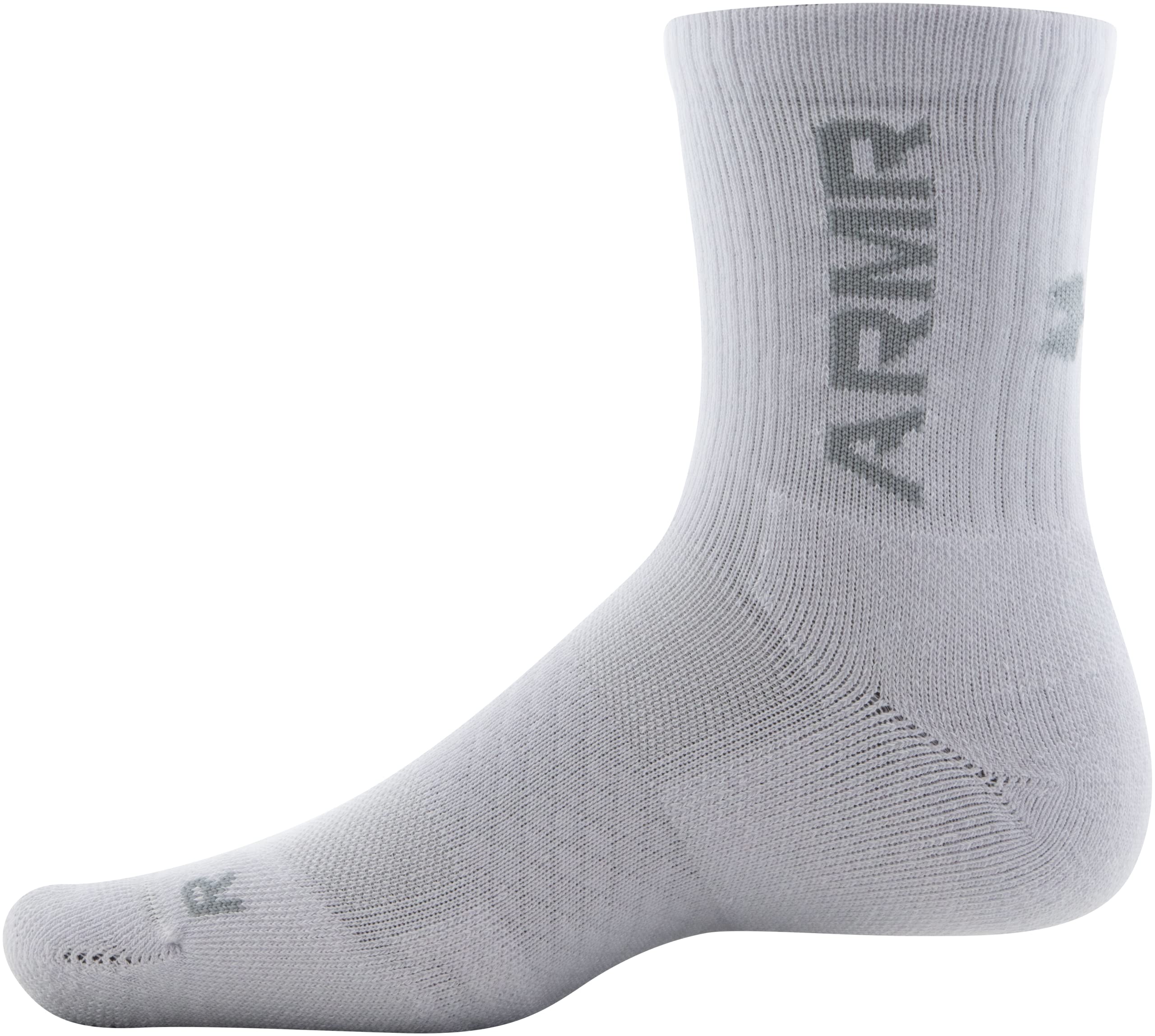 Under Armour Standard 3-Maker Mid-Crew Socks, 3-Pairs, White, Large