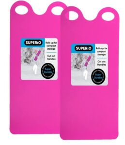 superio snow slider mat, flexible snow sled flying carpet, roll up sleds for kids and adults 54" lightweight plastic snowboard sled(fuchsia-pink 2 pack)…