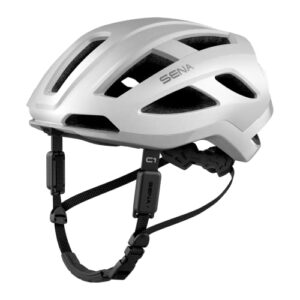 sena c1 smart cycling helmet with bluetooth intercom and smartphone connectivity for music, gps, and phone calls (matte white, medium)