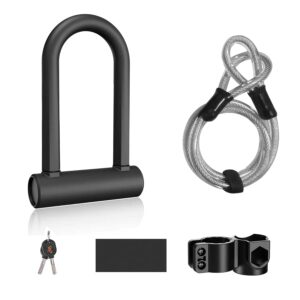 circooter bike u lock, heavy duty security u cable bike lock electric scooter anti theft u lock with 3keys & mounting bracket bicycle secure locks