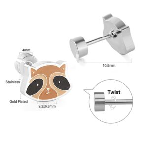 20g Welsh Corgi Raccoon Penguin Tiny Small Stud Earrings for Women Cartilage Tragus Sensitive Ear Flat Back Cute Stainless Steel Dog Animal Studs Hypoallergenic Sleeper Huggie Piercing Post Fashion Jewelry Gifts Bff Birthday Daughter Xmas 3 Pairs Set