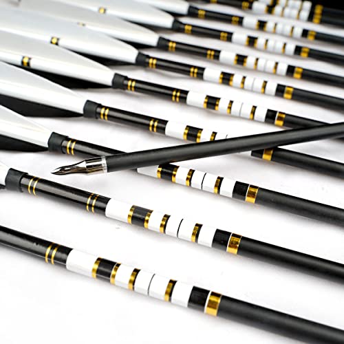 PMZ Archery 31" Mix Carbon Arrow 6pcs 12pcs for Hunting Recurve Bow(6pcs,with Stickers)