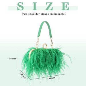 LUI SUI Fluffy Ostrich Feather Tote Bags for Women Feather Evening Clutch Purse Bags Banquet Wedding Shoulder Handbags