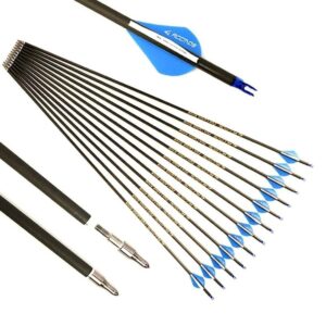 300-spine arrow 28-inch arrow target practice arrow hunting arrow carbon arrows compound bow recurve bow adult youth archery indoor outdoor shooting bullet field tip 18pc style1