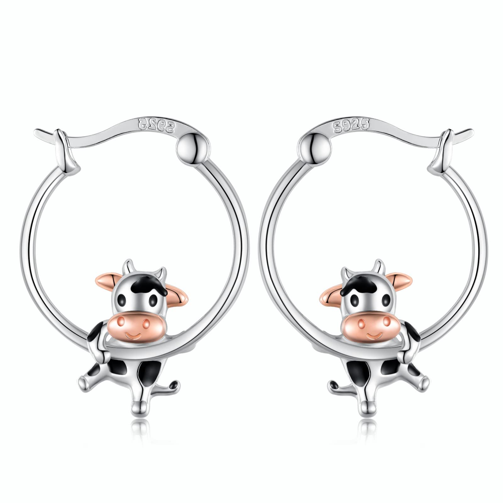 Cow Earrings for Women 925 Sterling Silver Cow Hoop Earrings Cute Animal Cow Jewelry for Women Cow Gifts