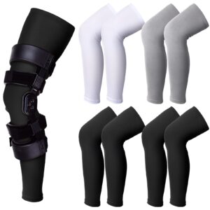 sosation 8 pcs knee brace undersleeve knee sleeve for under brace closed patella knee compression sleeve breathable leg sleeves for men women thigh shin knee support for sports protector (large)