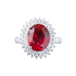 mayaruth 925 sterling silver created ruby red gemstone index and mid finger cocktail vintage ring for women oval shape (size 7)