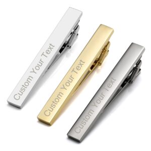 3pcs free engraved tie clips set tie bar for regular ties stainless steel personalized tie pins suit accessories for men wedding birthday gift