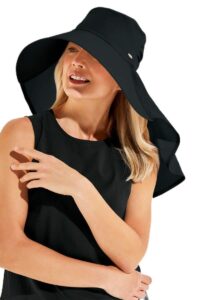 coolibar upf 50+ women's anastasia elegant full coverage hat - sun protective (one size- black)