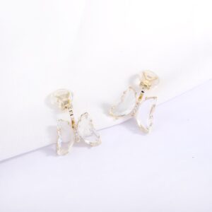 YOQUCOL Butterfly Shape Transparent Crystal Clip On Earrings Gold Non Pierced Golden Stud for Women