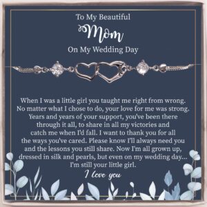 bride to mother bracelet. mother of the bride gift from daughter. silver bracelet for mother on wedding day. mom gifts. jewelry box for mom.