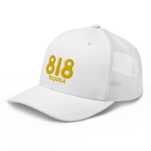 rivemug 818 tequila embroidered trucker hat curved bill mid crown adjustable mesh snapback cap white