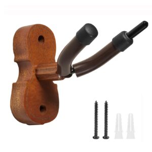 dulphee violin wall mount violin hanger with bow hook, rosewood violin/viola stand accessories for home & studio (rosewood)