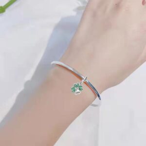 NARTGO Lucky Green Four Leaf Clover Charm Compatible with Pandora Charms Bracelets