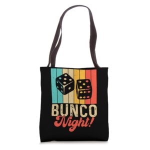 retro bunco night dice game lover bunco player women girls tote bag