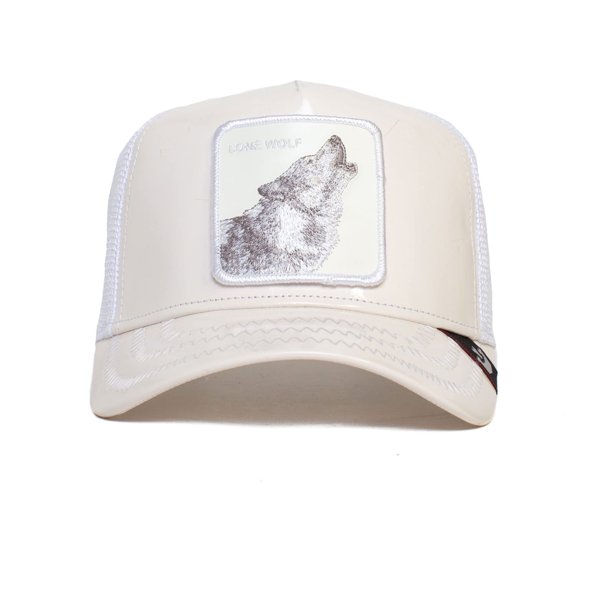 Goorin Bros. The Farm Unisex High Shine Faux Leather Adjustable Snapback Trucker Hat, Big White, One Size