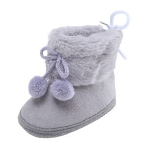 toddler boys booties girls plush snow warming shoes baby soft boots infant baby shoes toddler dress up (grey, 0-6 months)