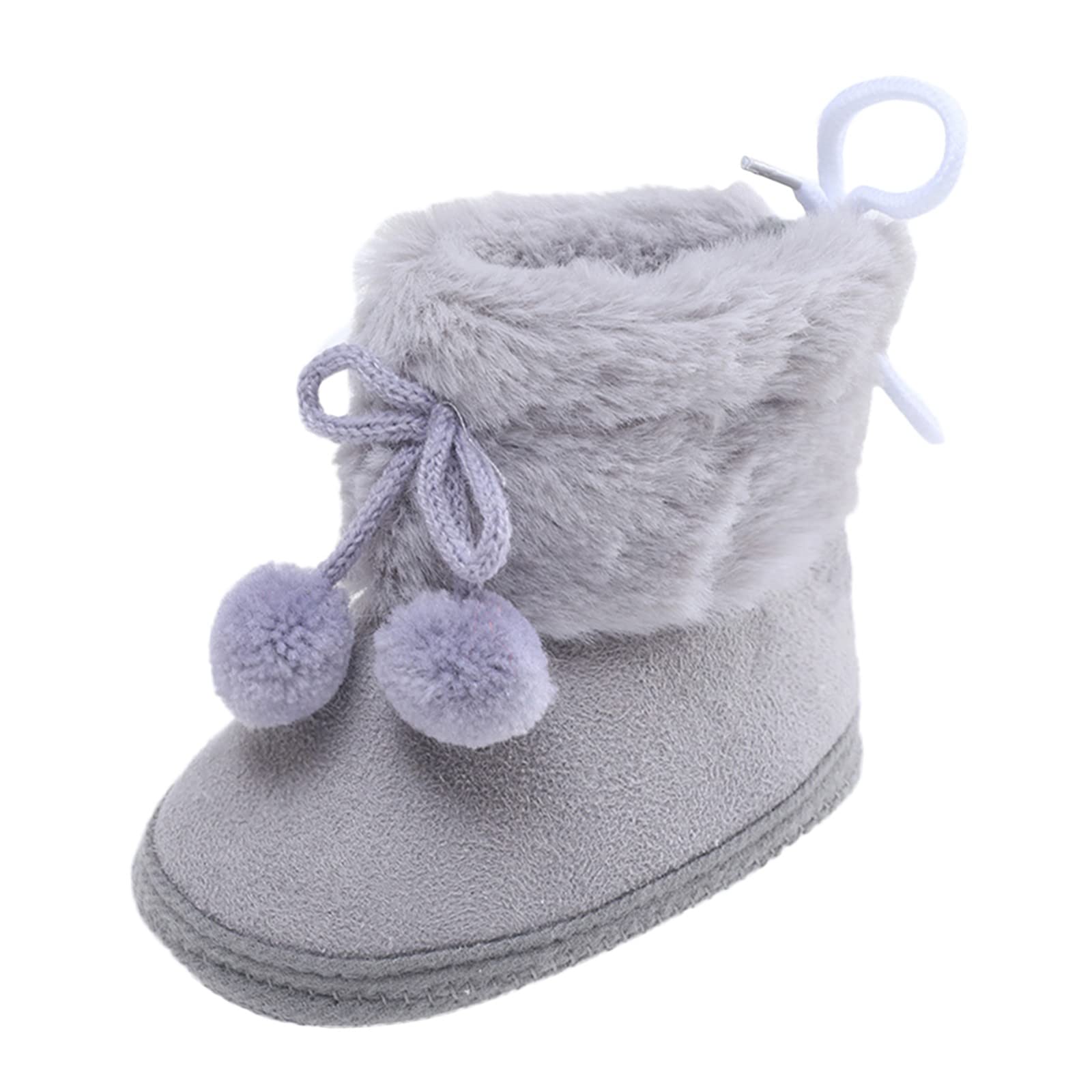 Toddler Boys Booties Girls Plush Snow Warming Shoes Baby Soft Boots Infant Baby Shoes Toddler Dress Up (Grey, 0-6 Months)